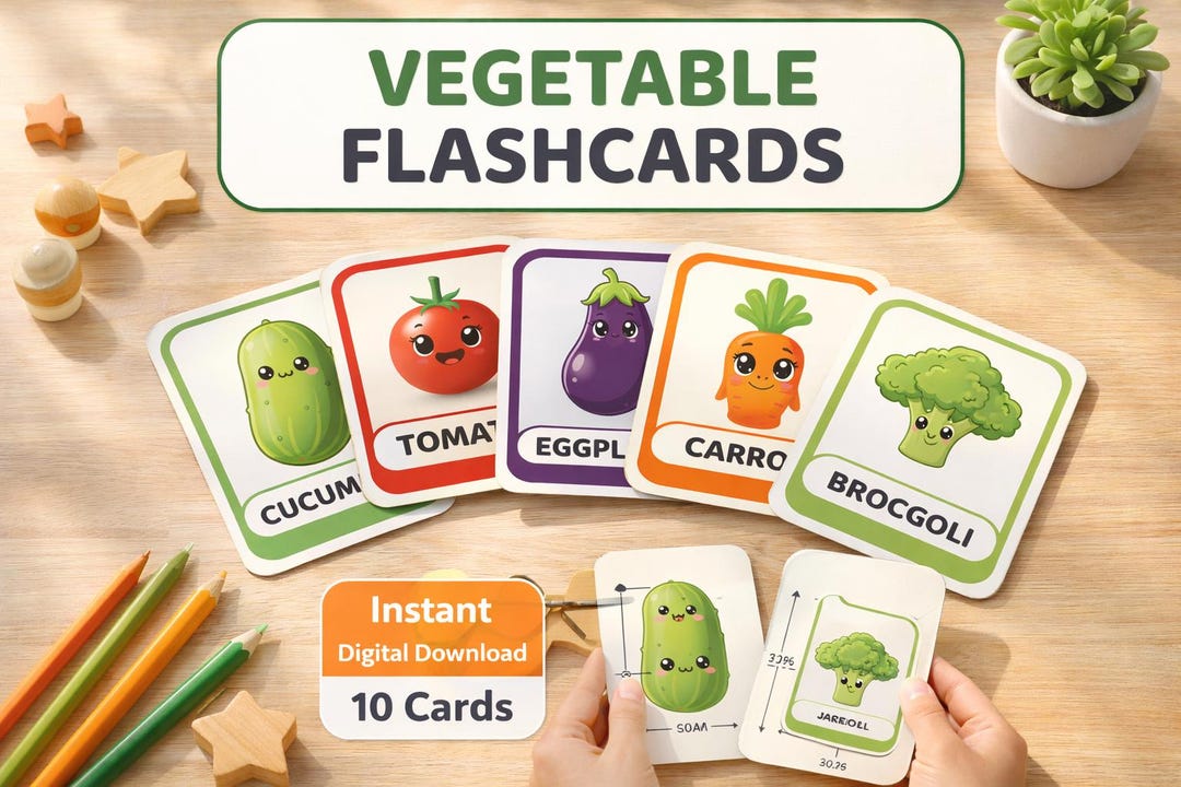Vegetable Flash Cards Printable | Kids Veg Learning Cards - Etsy