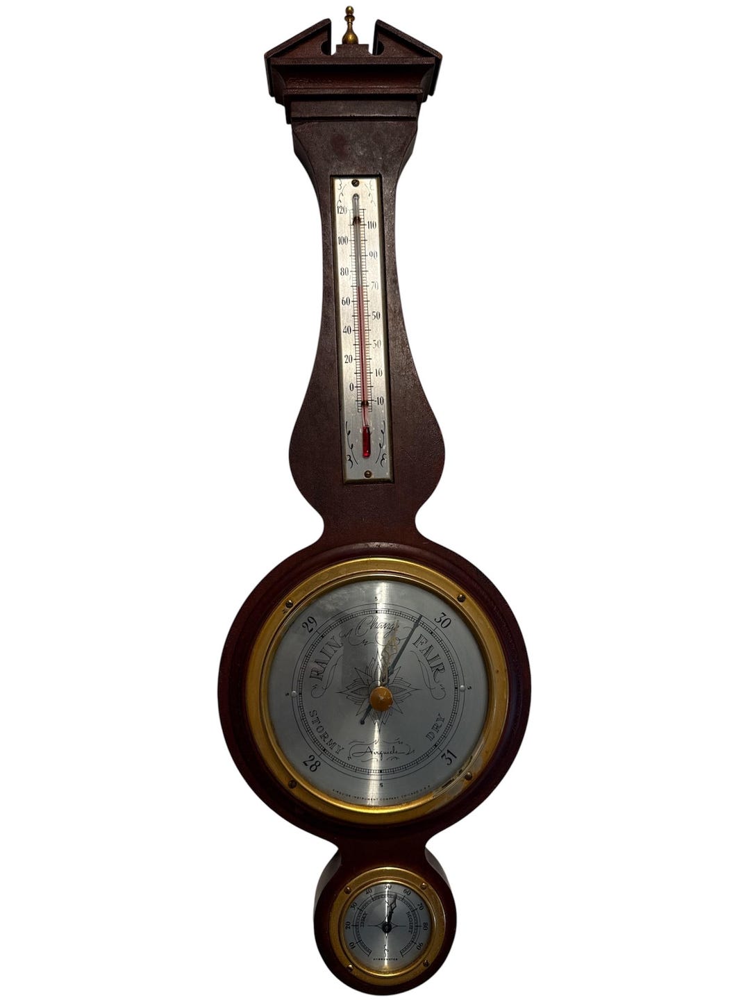 Wooden Wall Barometer With Thermometer & Hygrometer, Brass Finish 21 ...