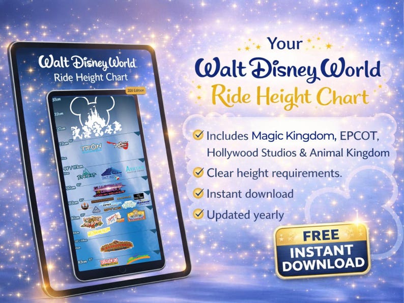 Disney World Ride Height Chart for Kids Height Growth Chart - Digital ...
