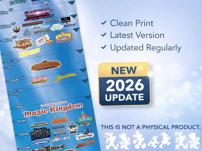 Disney World Ride Height Chart for Kids Height Growth Chart - Digital ...
