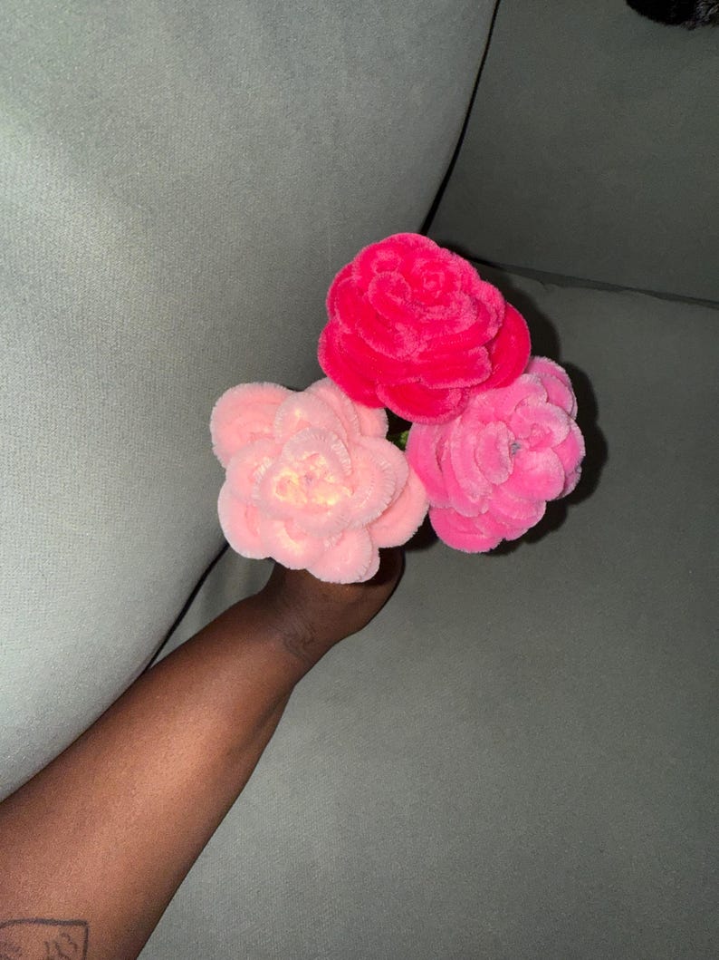 Handmade Pipe Cleaner Rose - Soft Plush Floral Decor - Etsy