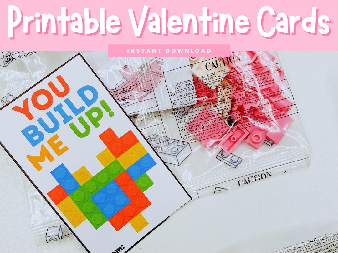 Printable Building Blocks Valentine Cards, Valentine Tag, Valentine's ...
