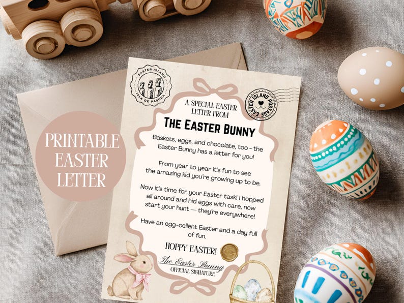 Easter Bunny Letter Printable for Kids | Girls, Boys | Easter Basket ...