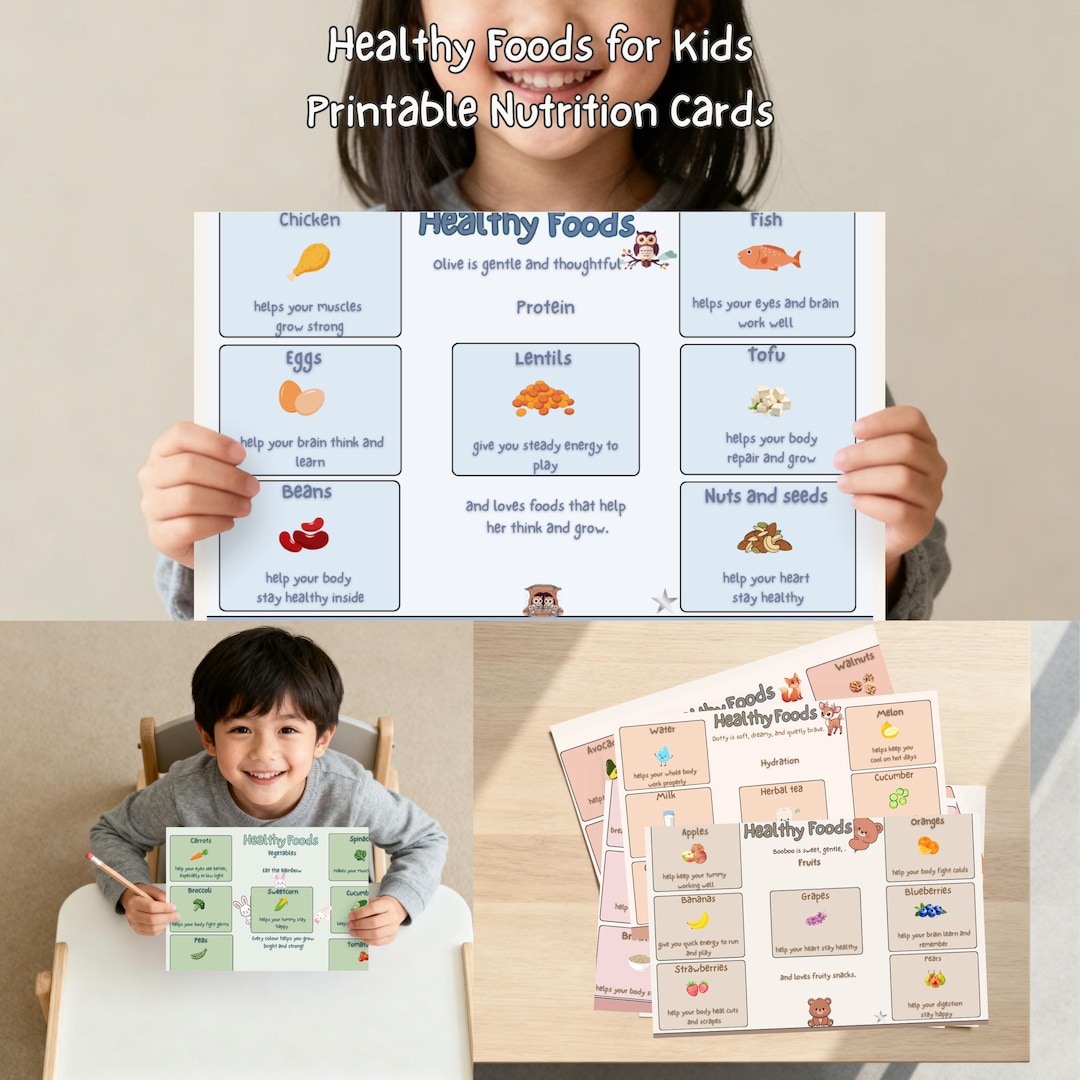 Healthy Food Groups Poster Set, Kids Nutrition Learning Chart (PDF) - Etsy