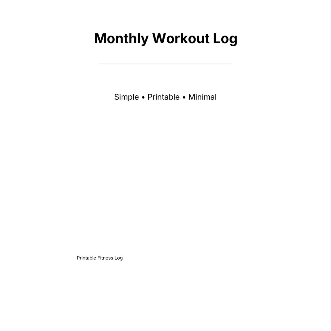 Monthly Workout Log Printable PDF, Simple Fitness Tracker and Gym ...