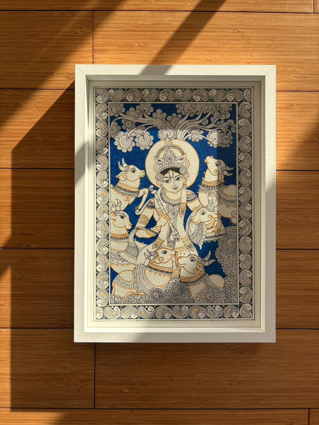 Hand-made Blue & Gold Pichwai Krishna Wall Art - Etsy