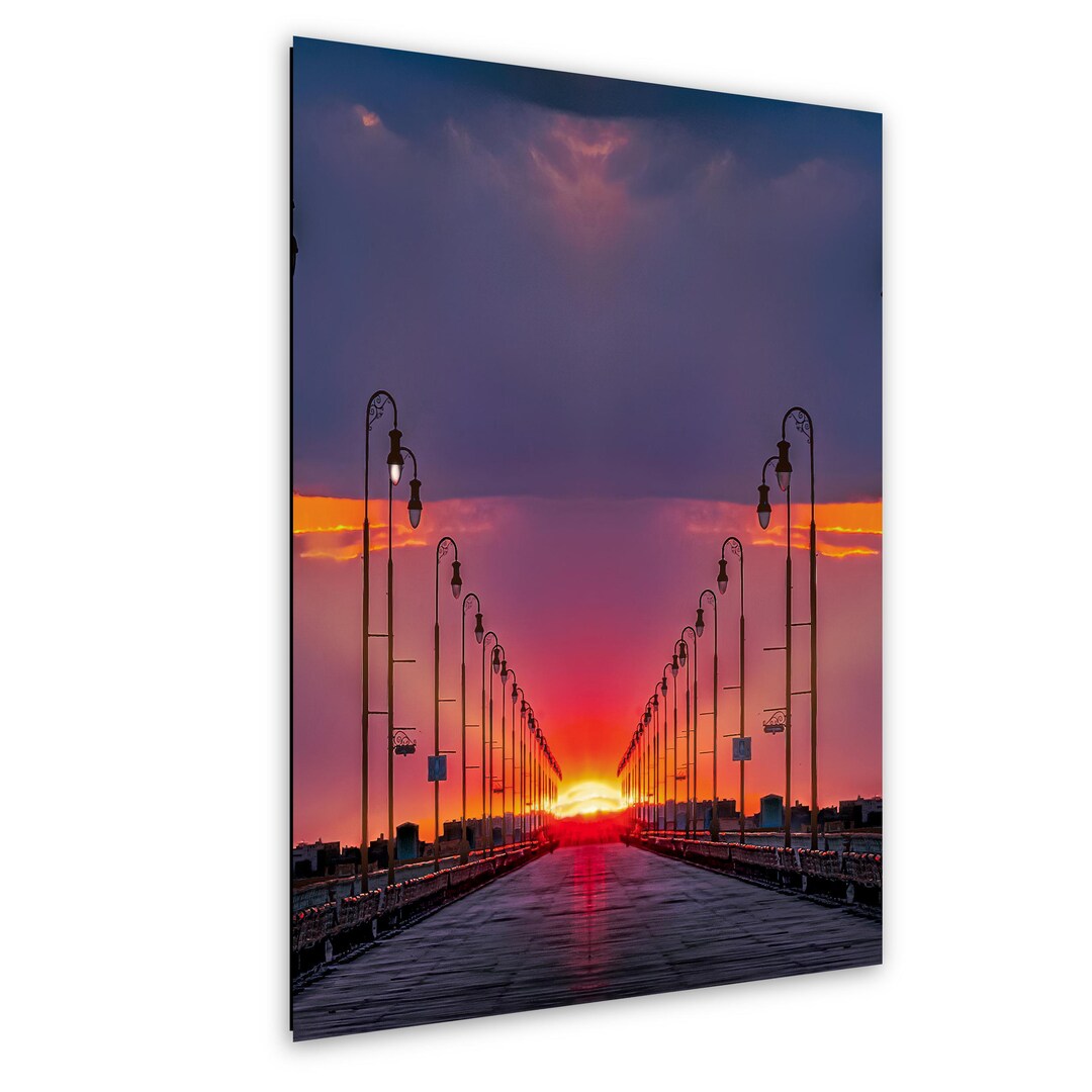 Long Beach Boardwalk Henge Sunset Alignment With Street Lamps at Dusk ...