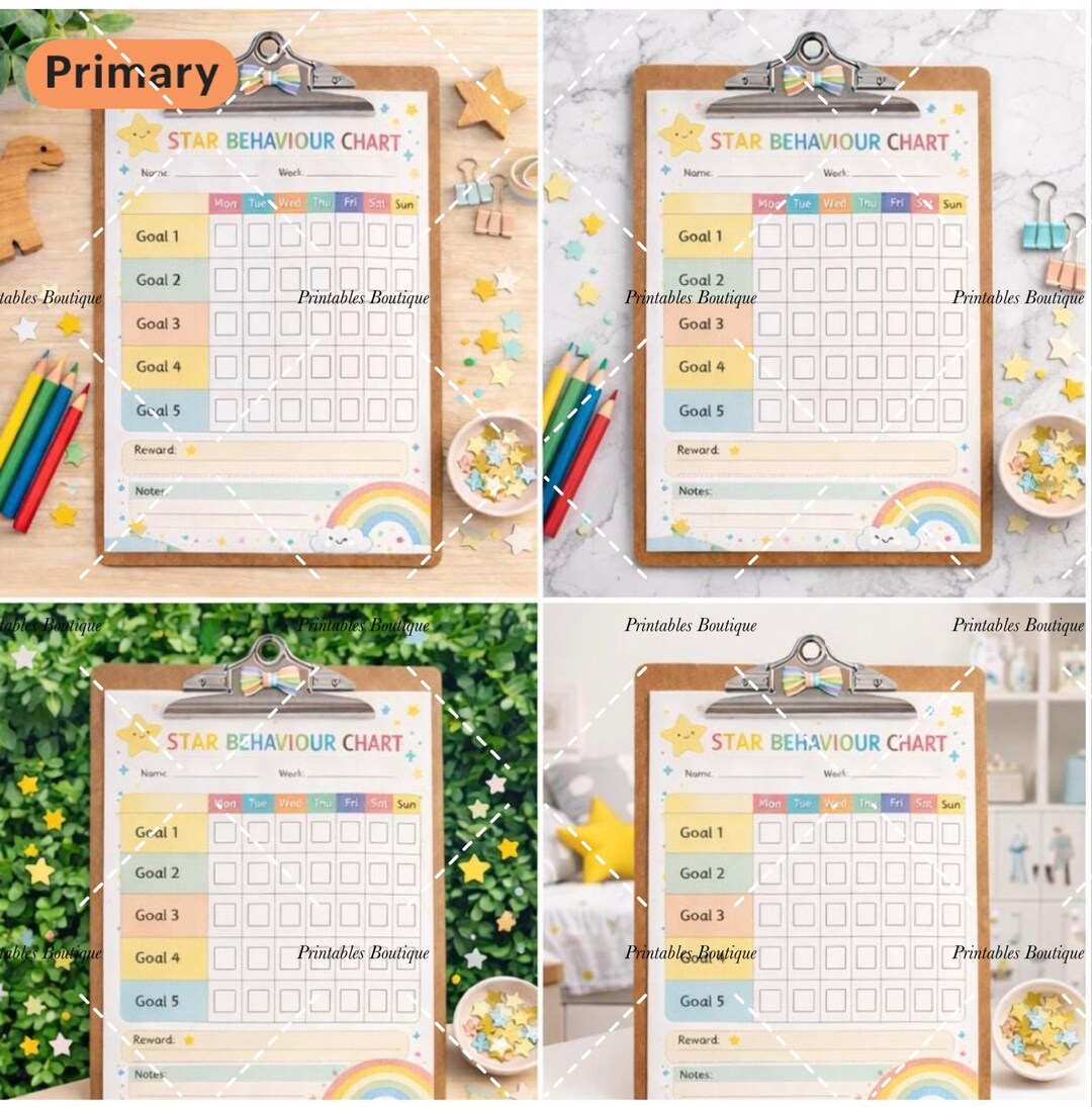 Star Behaviour Chart Printable | Kids Weekly Reward Tracker - Etsy