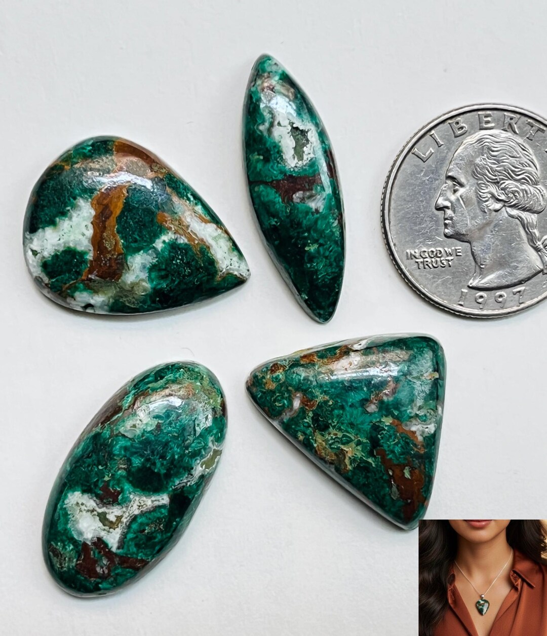4 Piece of Natural Chrysocolla Cabochon | Chrysocolla for Jewelry ...