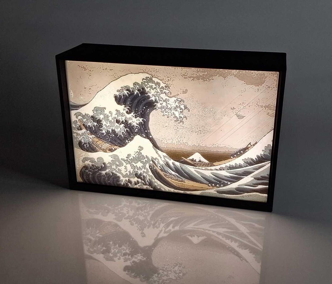 Hokusai Wave Lightbox: 3D Tactile Art - Etsy
