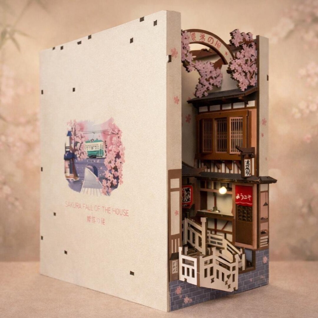 Cherry Blossom Japanese Book Nook Kit – DIY Wooden Miniature House ...