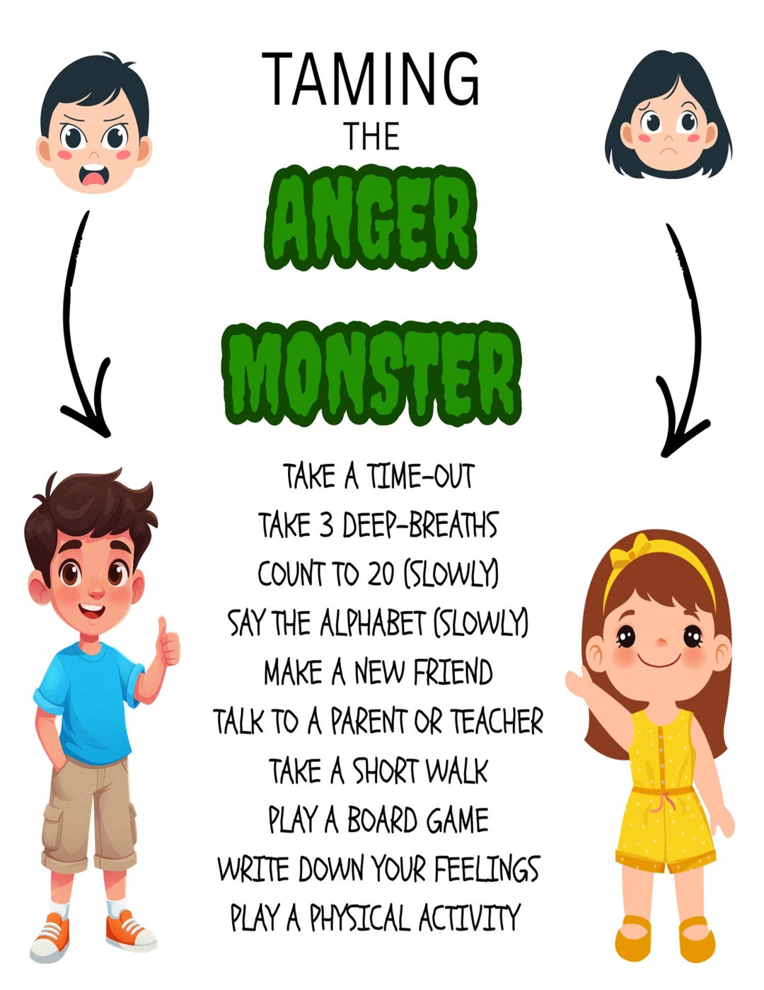 Taming Your Anger Monster Worksheet - Printable JPEG 8.5x11 - Etsy