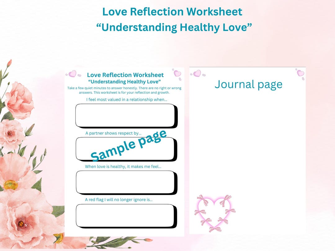 Self-love Journal, Love Reflection Worksheet, Relationship Prompts (PDF ...