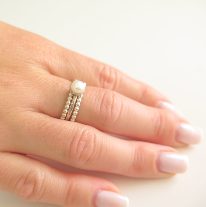 Sterling Silver Ring Thin Beaded Bands Bridal Gift | Etsy