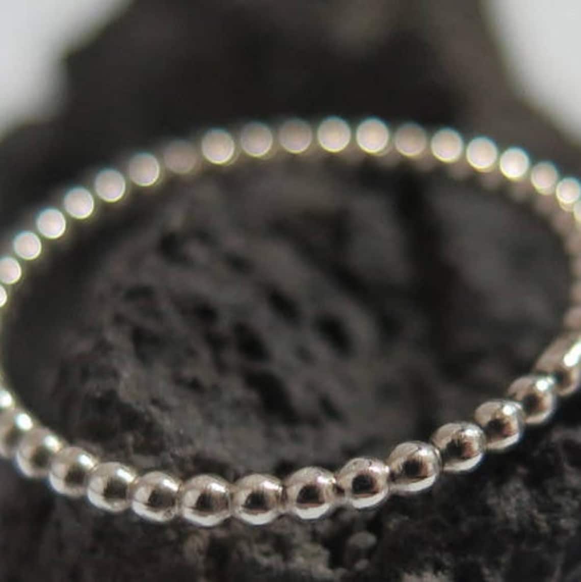 Sterling Silver Ring Thin Beaded Bands Bridal Gift | Etsy