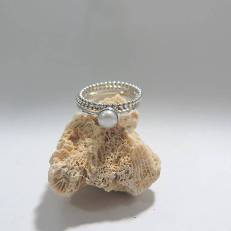 Sterling Silver Ring Thin Beaded Bands Bridal Gift | Etsy