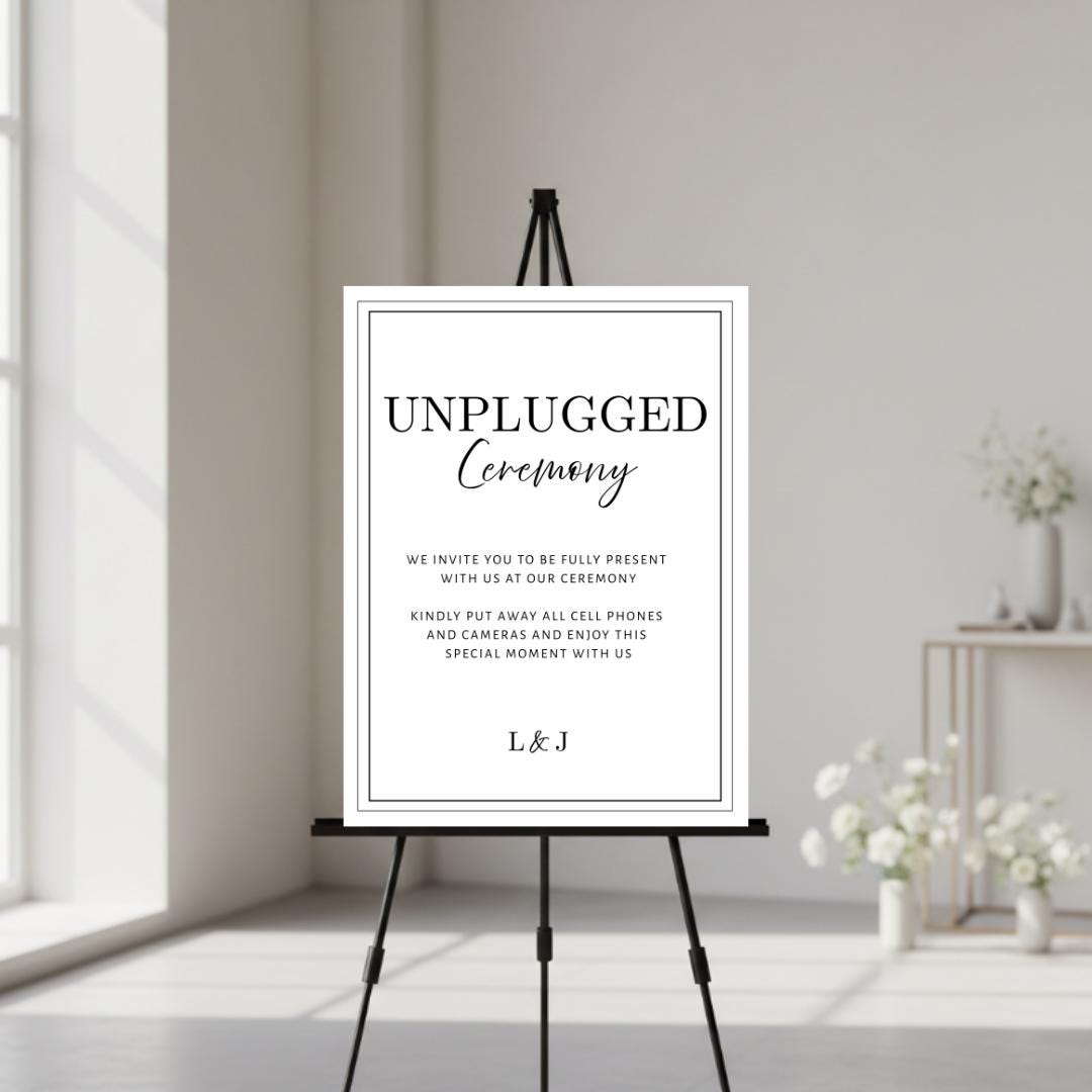 Unplugged Ceremony Sign Template | Minimal Black and White Wedding Sign ...