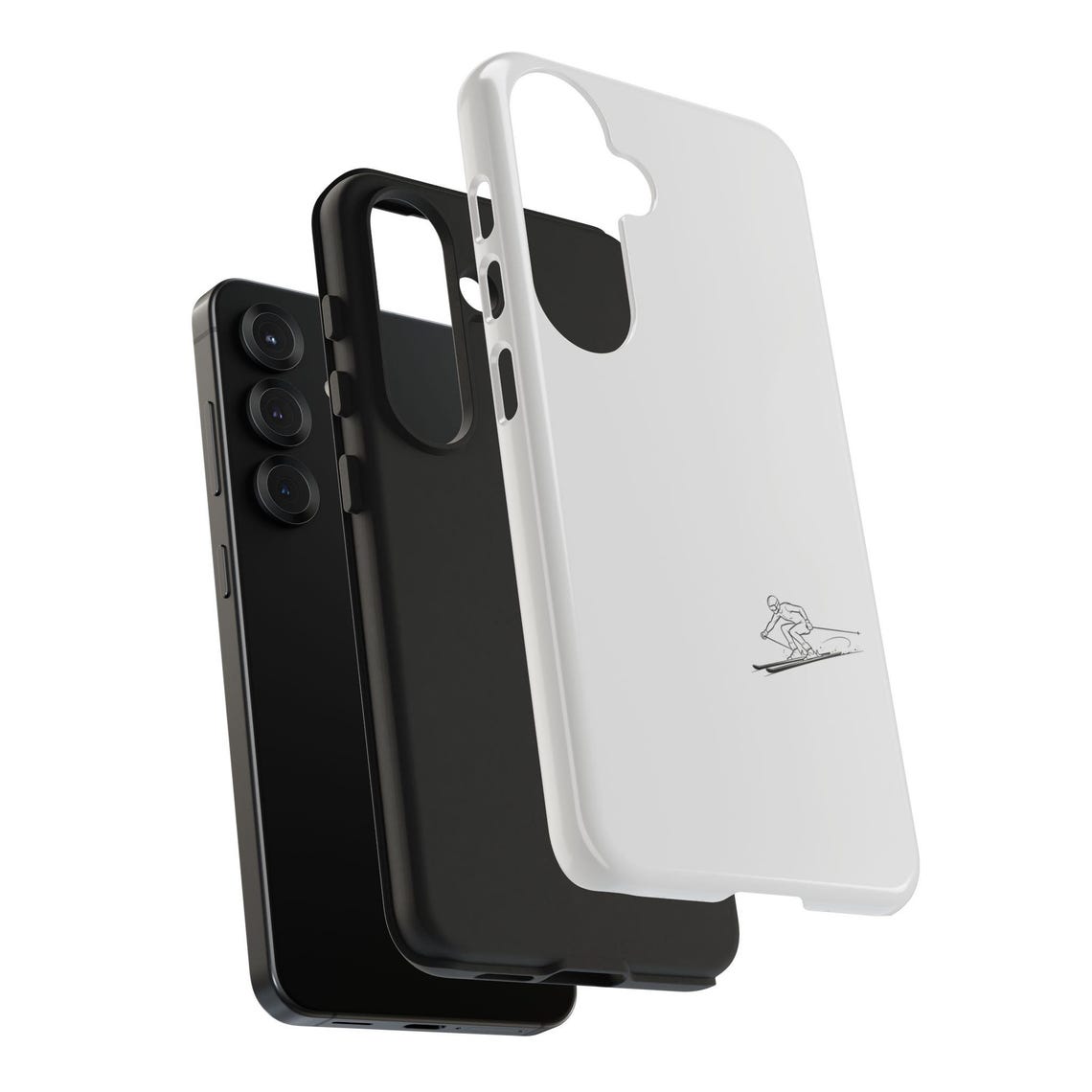Ski Phone Case - Minimal Skier Black White Winter iPhone Samsung Cover ...