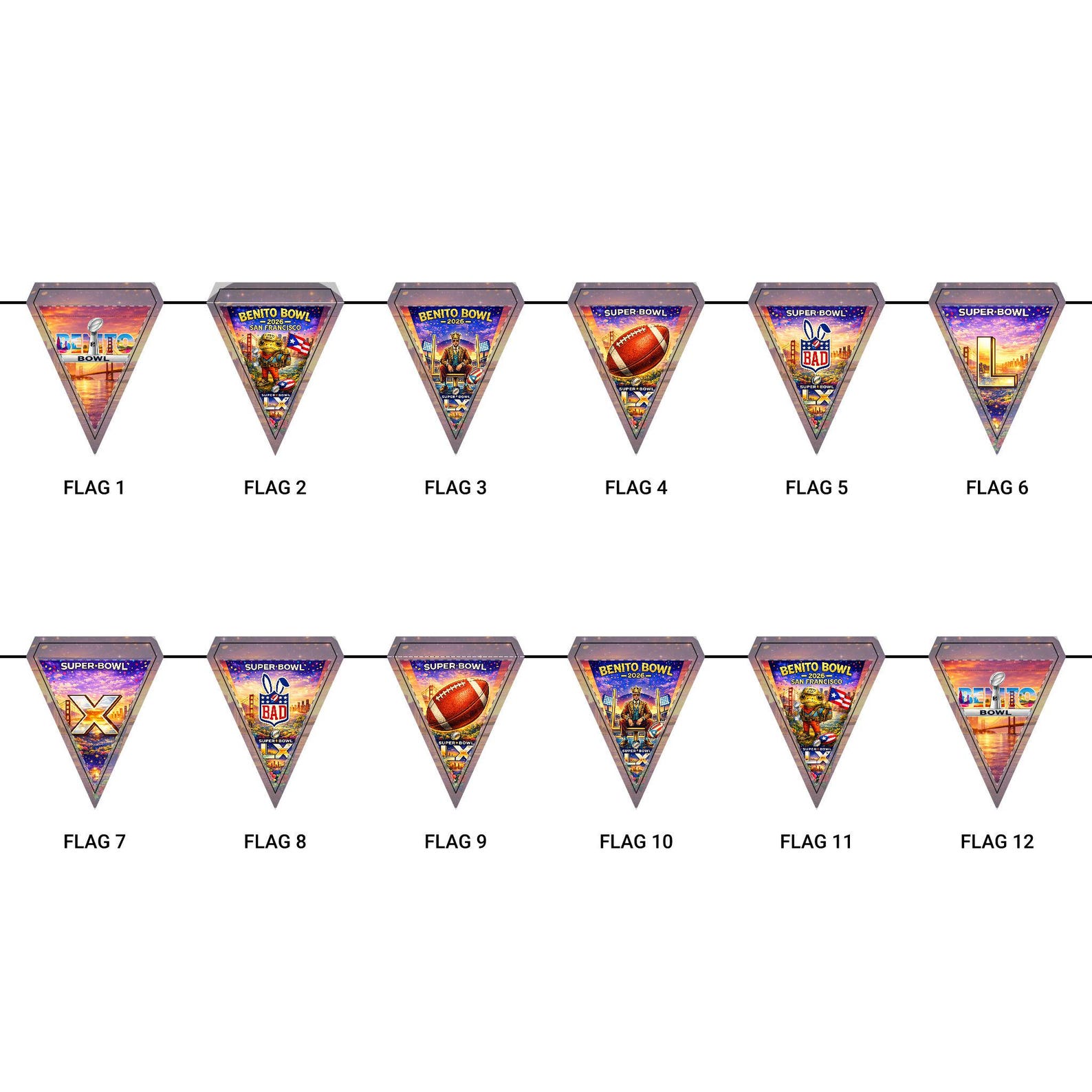 2026 Superbowl Football Party Triangle Flags - Etsy