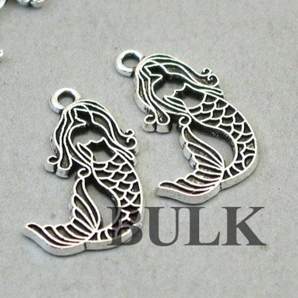 Silver Mermaid Charm - Etsy