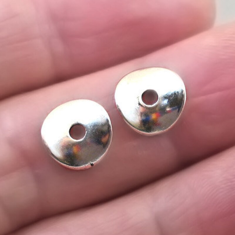 Flat Silver Disc Beads - Etsy UK