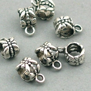 Leaf Tube Bail, Flower Bail, up to 16 Pcs, Antique Silver 7x11mm ...