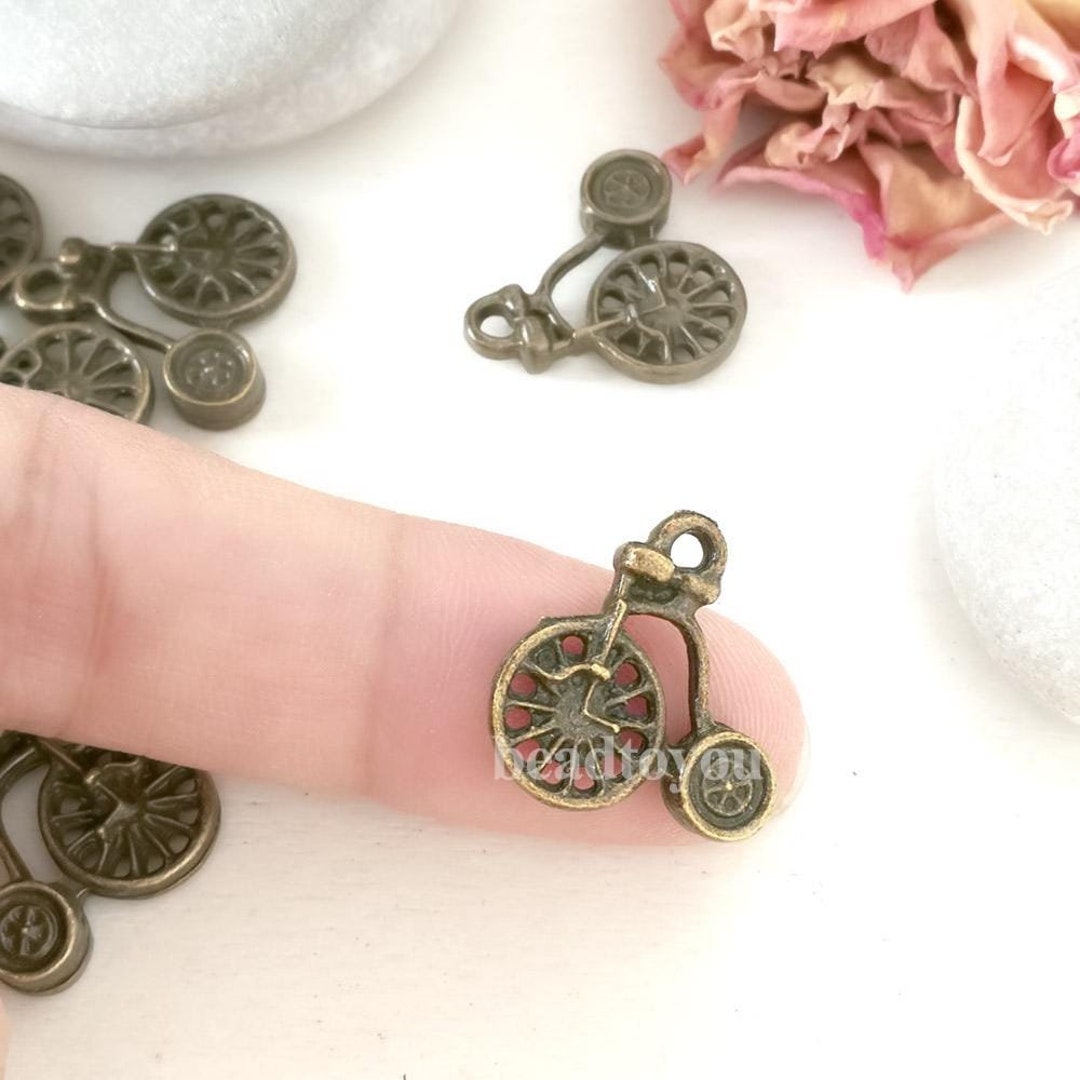 Bicycle Charms, Antique High Wheel Bike Pendant Beads, up to 40 Pcs ...