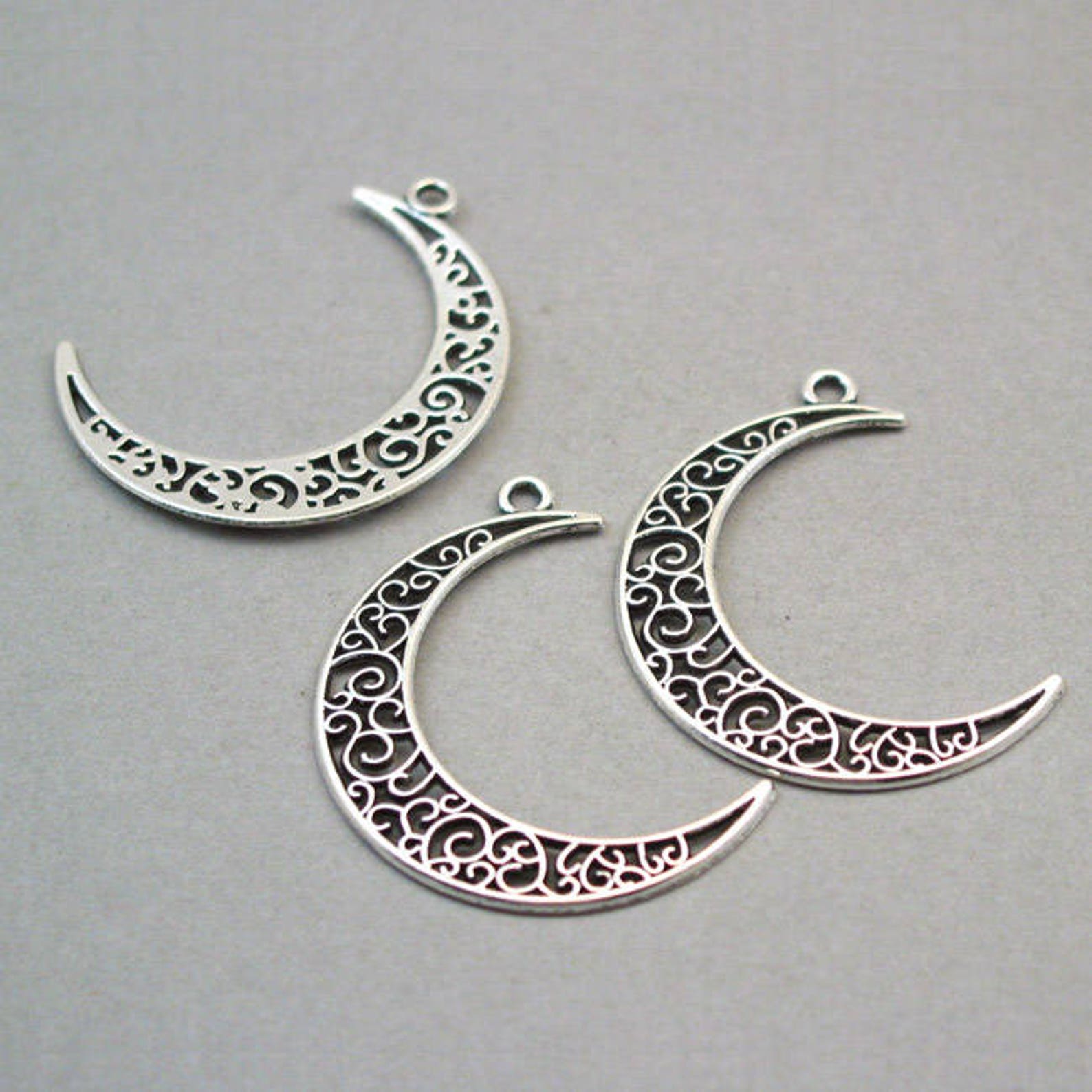 Moon Charms Filigree Crescent Moon Pendant Beads up to 8 - Etsy