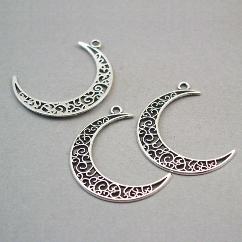 BULK 20 Moon Charms Wholesale Filigree Crescent Moon Pendant - Etsy