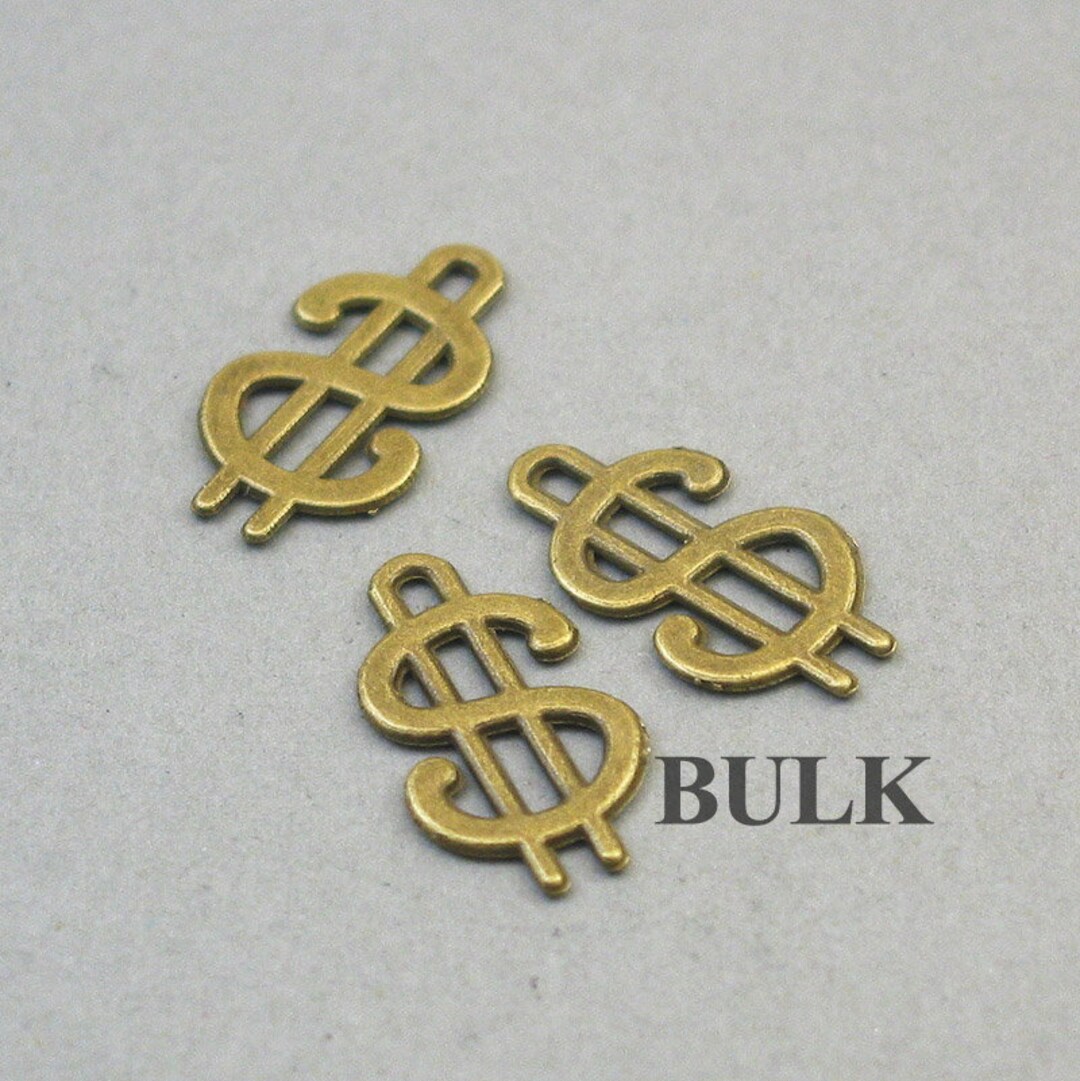 BULK 40 Dollar Sign Charms, Wholesale Money Pendant Beads, Antique ...
