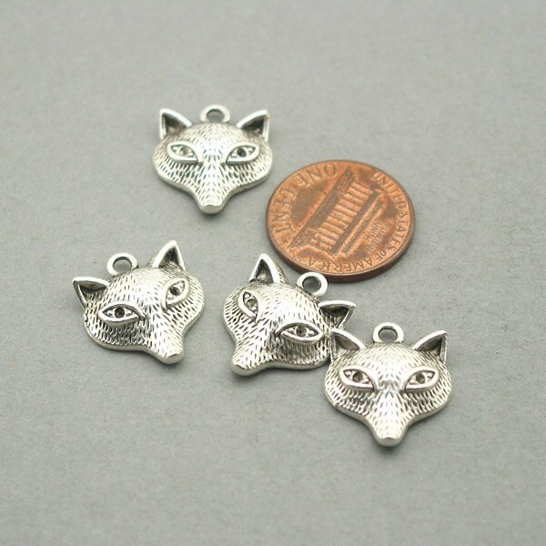 Fox Charms Fox Head 3D Pendant Beads up to 12 Pcs Antique - Etsy