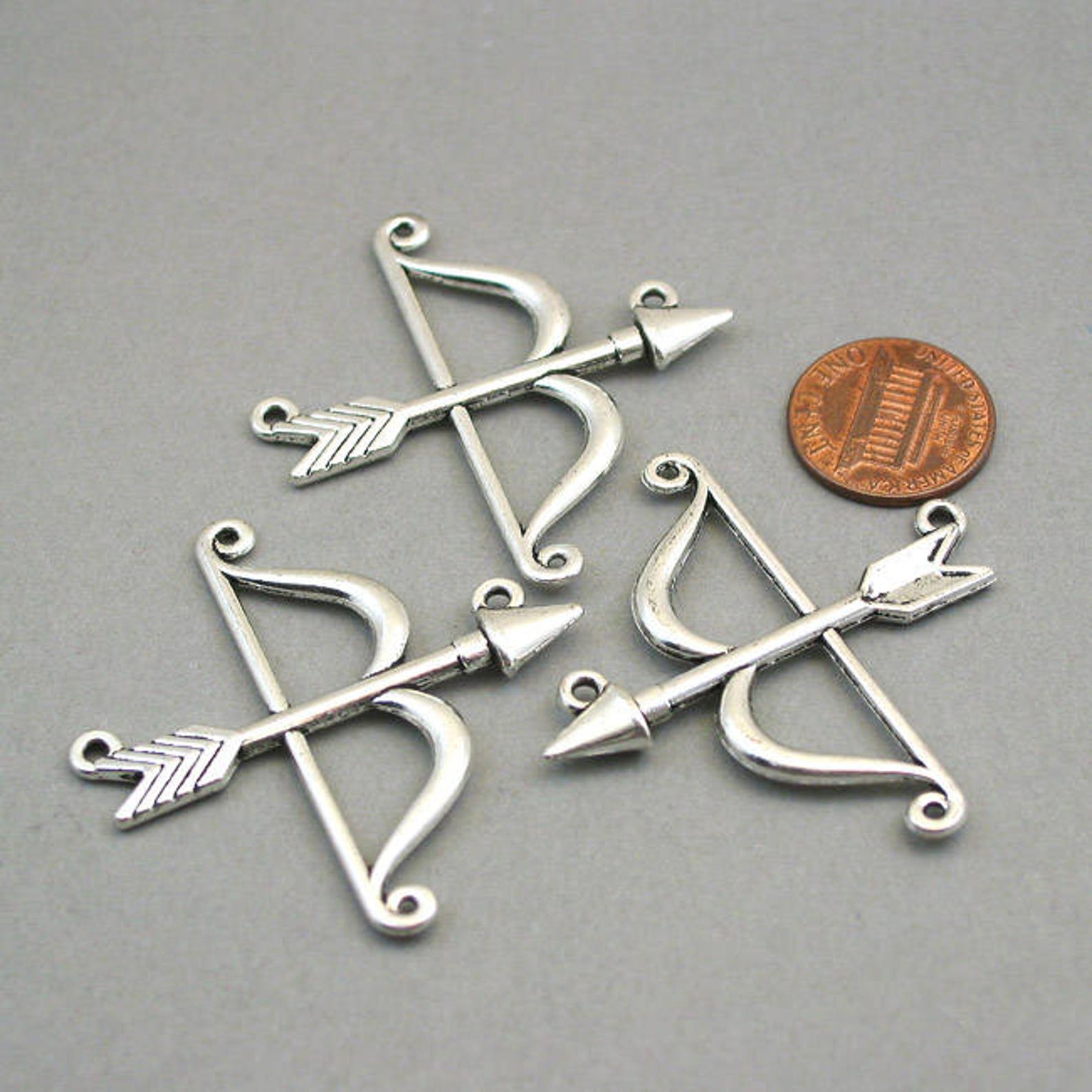 Bow and Arrow Charm Connectors, Large Bow & Arrow Link Pendant Beads ...