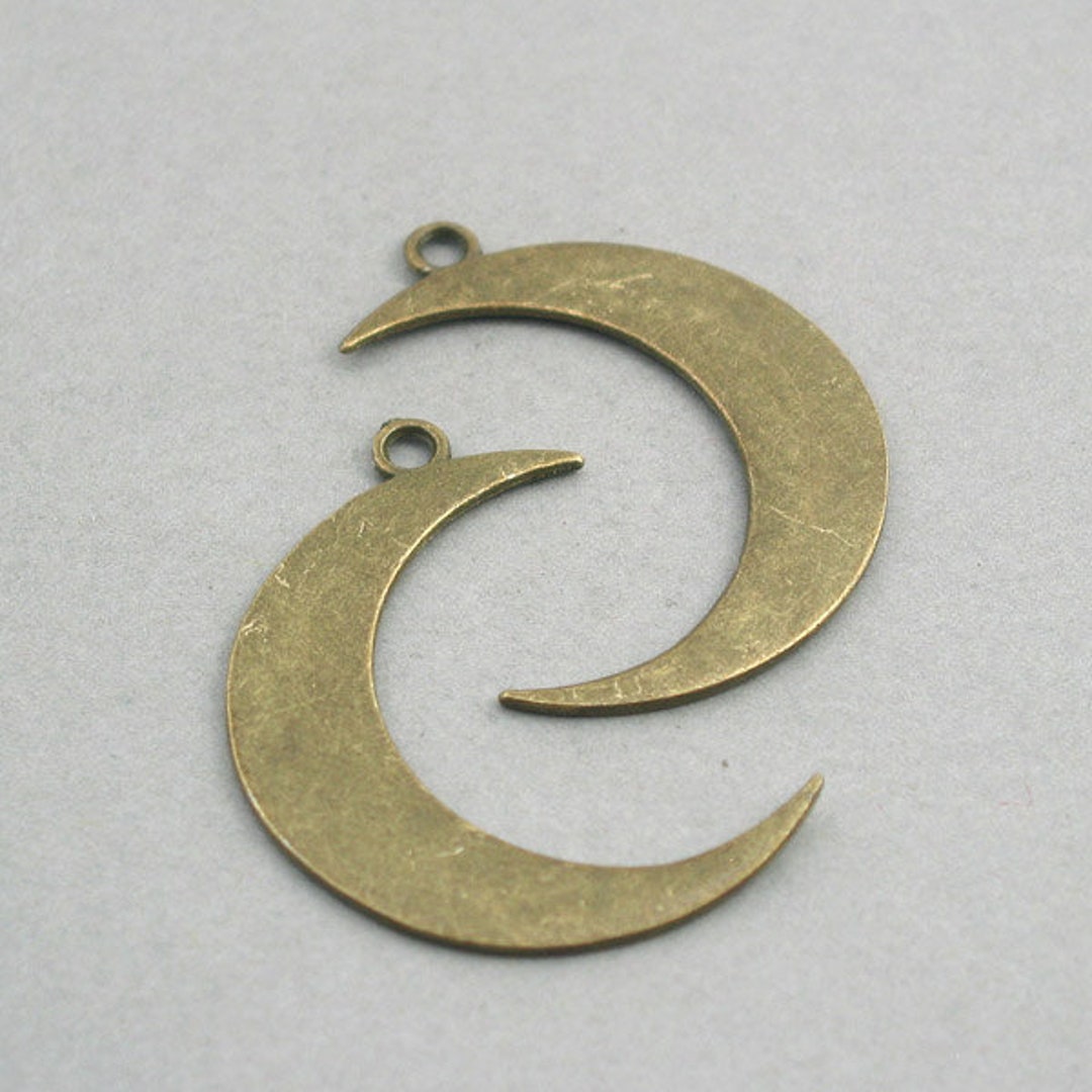 Moon Charms, Large Crescent Moon Pendant Beads, up to 10 Pcs, Antique ...