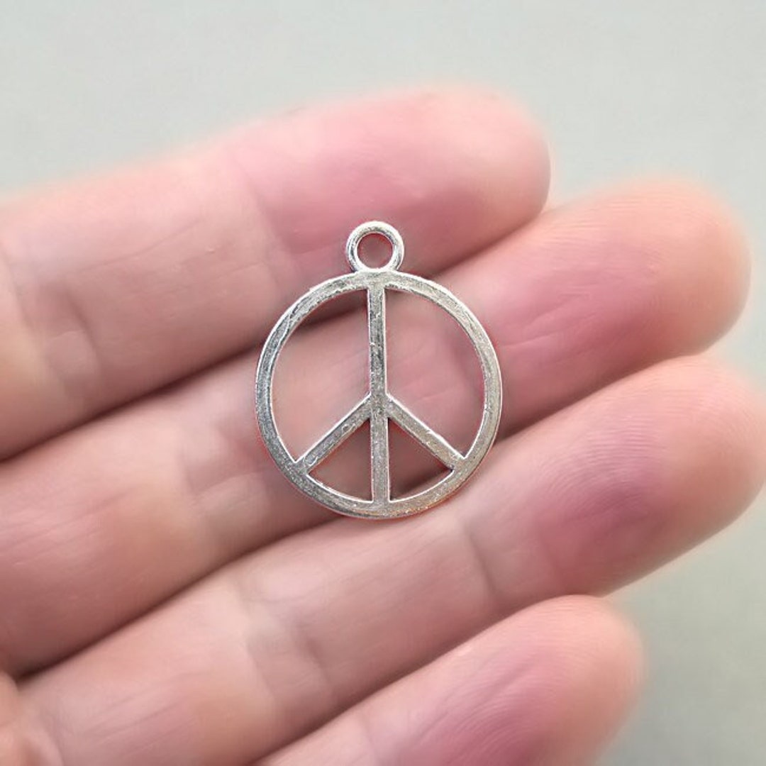 Peace Charms, Peace Sign Pendant Beads, up to 40 Pcs, Antique Silver ...