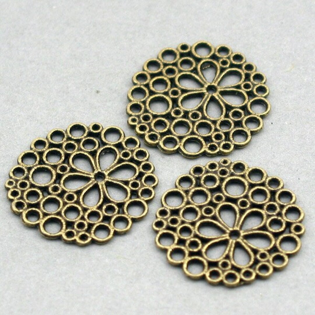Flower Disc Charms, Filigree Flower Pendant Beads, up to 20 Pcs ...
