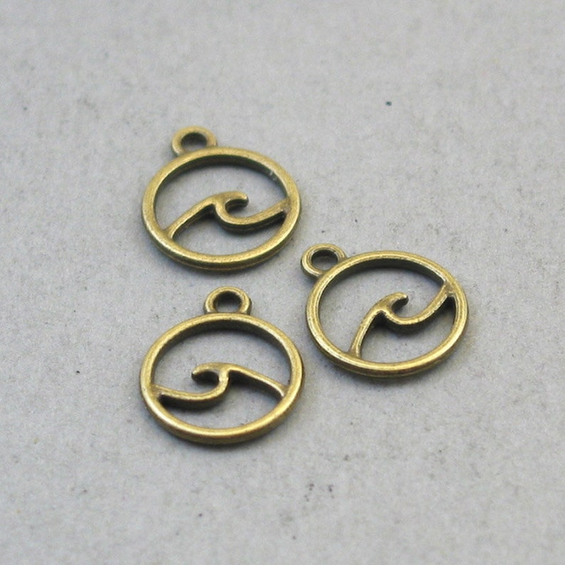 Wave Charms Surfer Beach Small Ocean Wave Pendant Beads up - Etsy