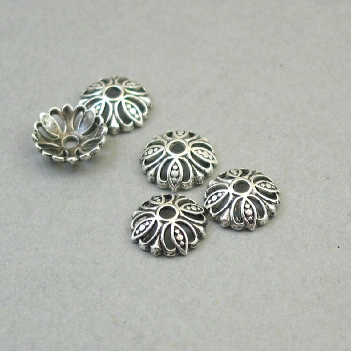 Flower Bead Caps Leaf Bead Caps up to 30 Pcs Antique Silver - Etsy