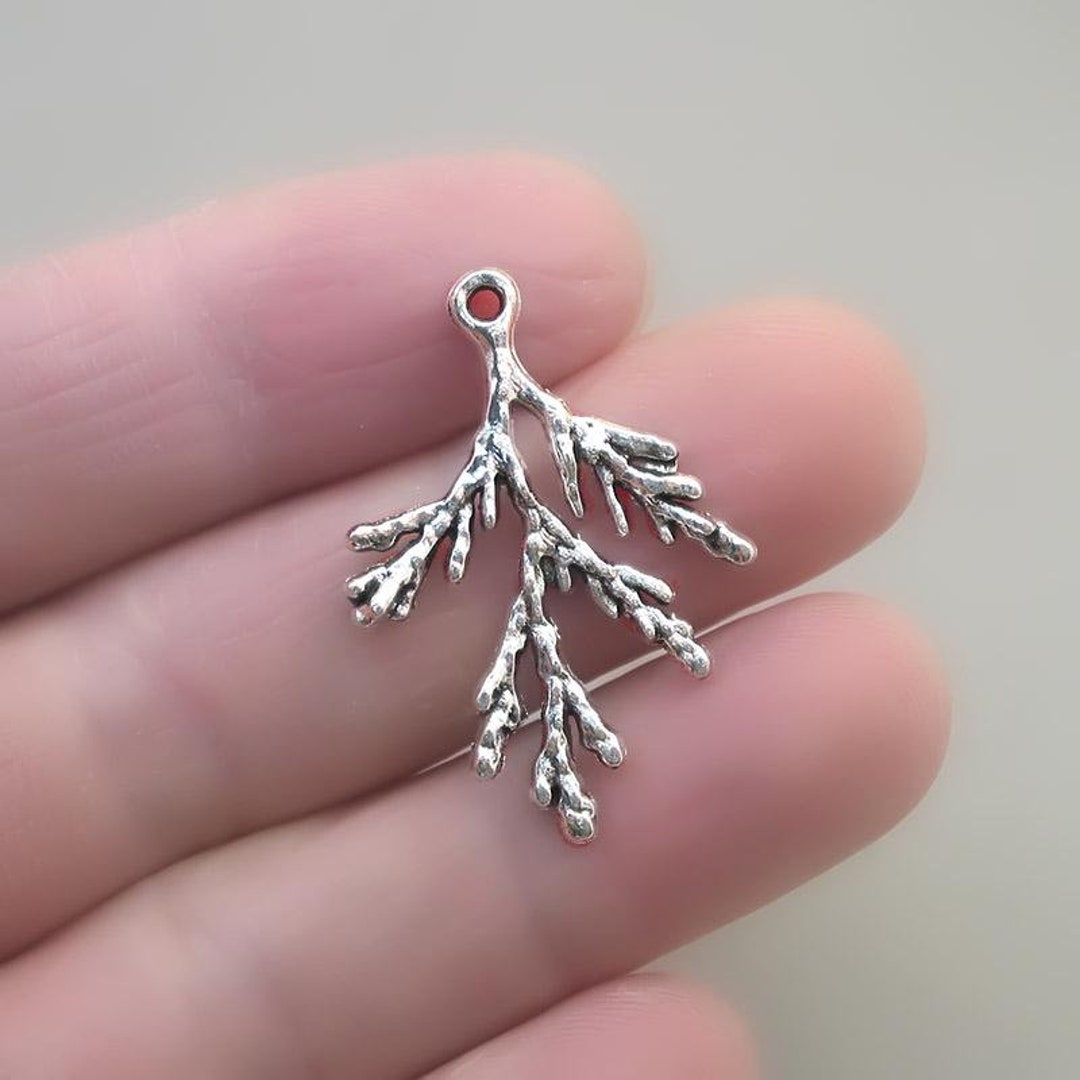 Juniper Charms, Pine Needle, Juniper Branch Pendant Beads, up to 20 Pcs ...