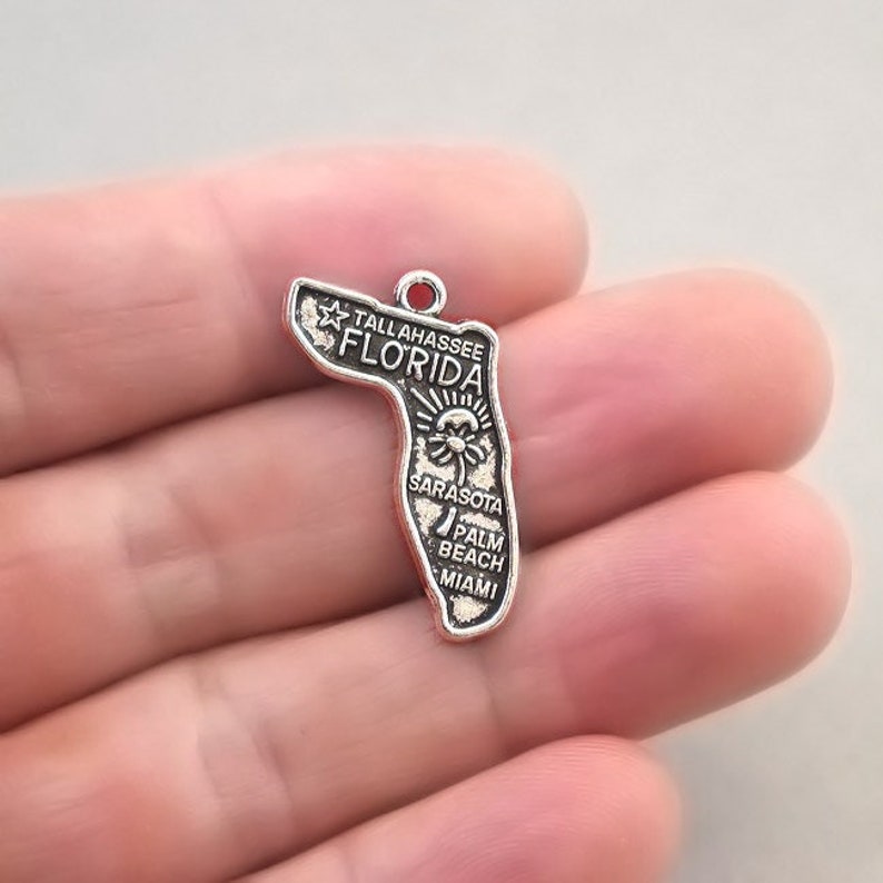 Florida Charms Florida State Map Pendant Beads up to 6 Pcs | Etsy