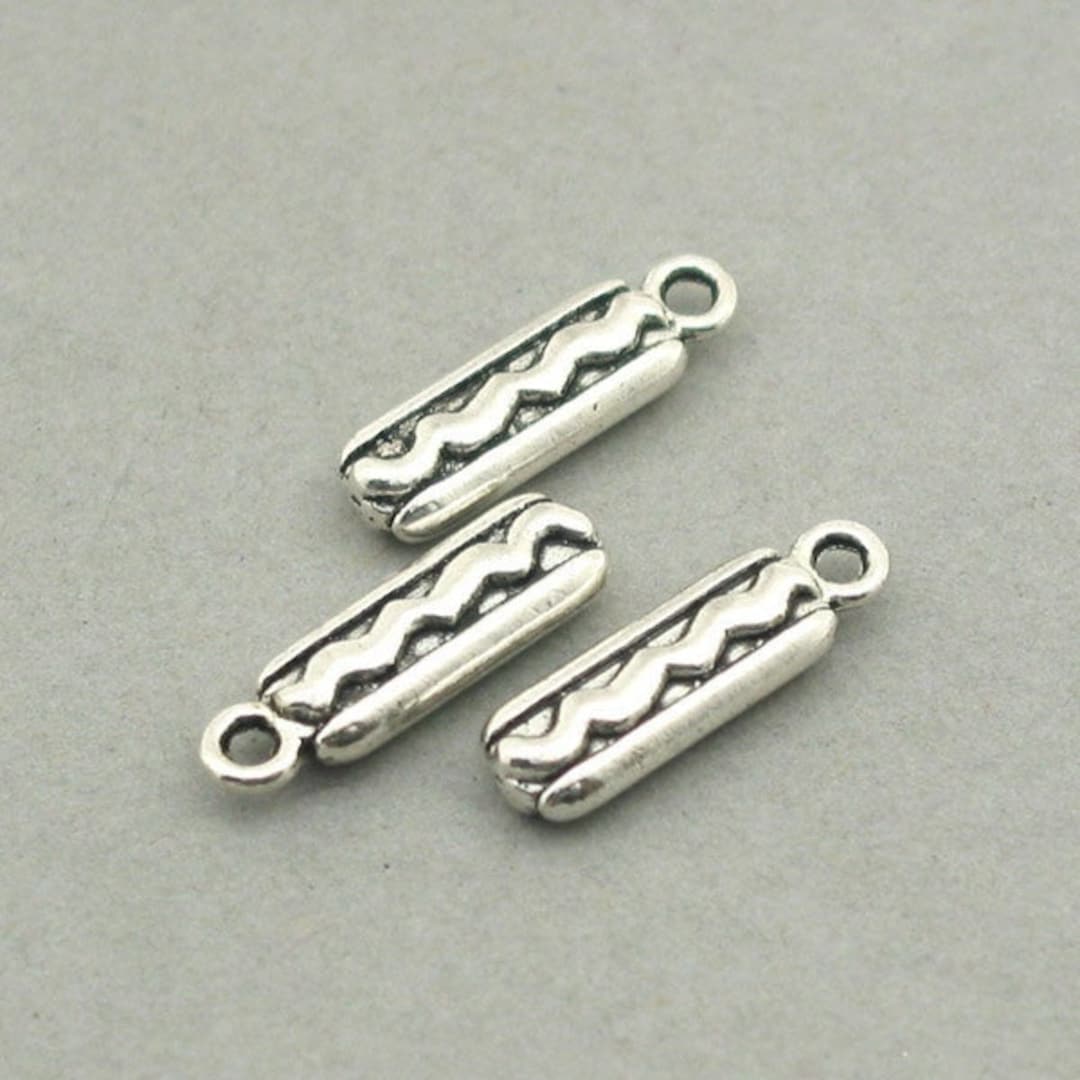 Hot Dog Charms, Hot Dog Food 3D Pendant Beads, up to 30 Pcs, Antique ...