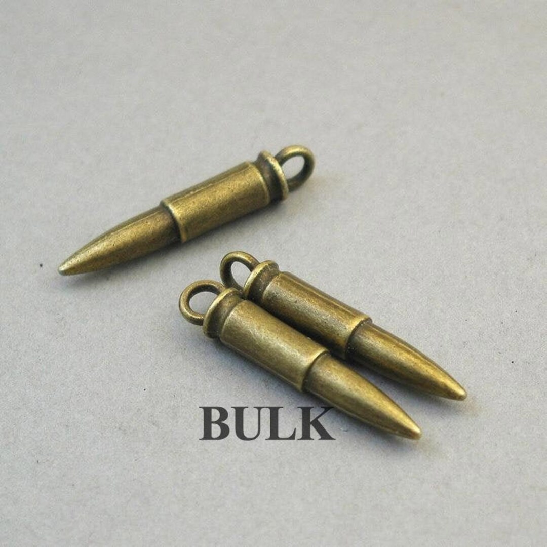 BULK 15 Bullet Charms, Wholesale Bullet Pendant Beads, Antique Bronze ...