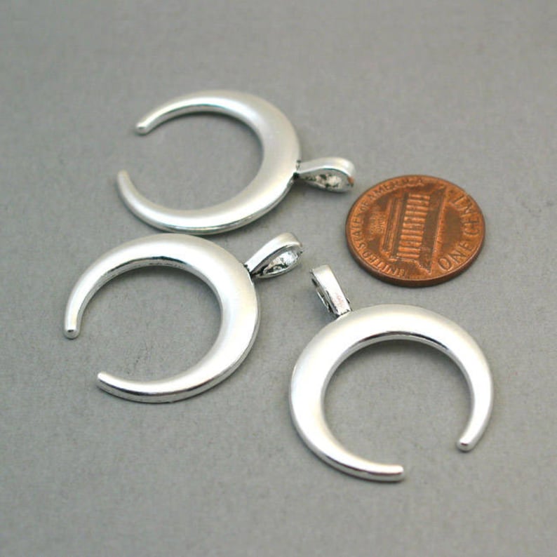 Moon Charms, Crescent Moon Pendant Beads, up to 20 Pcs, Antique Silver ...