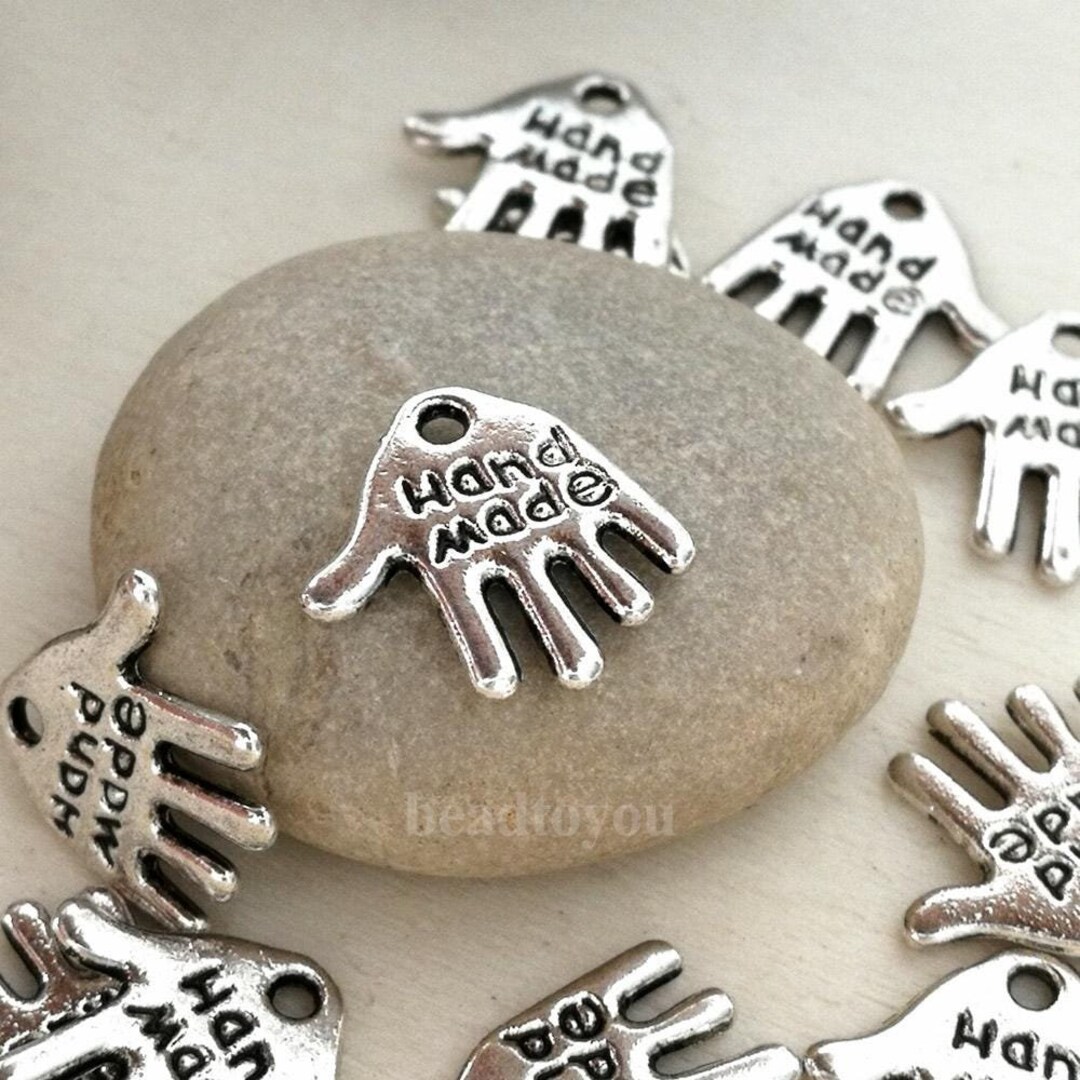 Hand Made Tag Charms, Small Hand Tag Pendant Beads, up to 80 Pcs ...