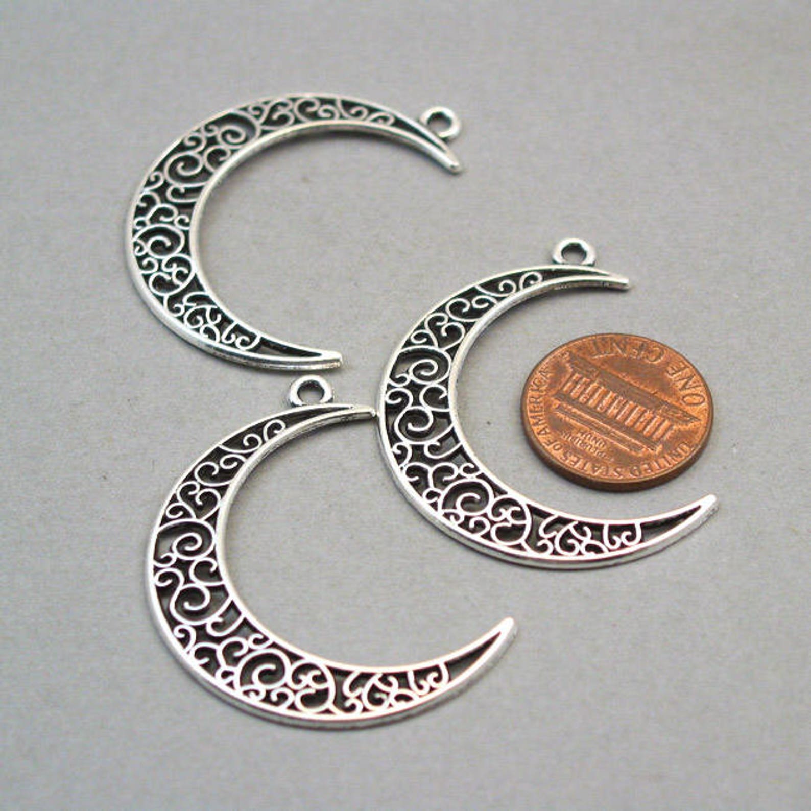 Moon Charms Filigree Crescent Moon Pendant Beads up to 8 - Etsy