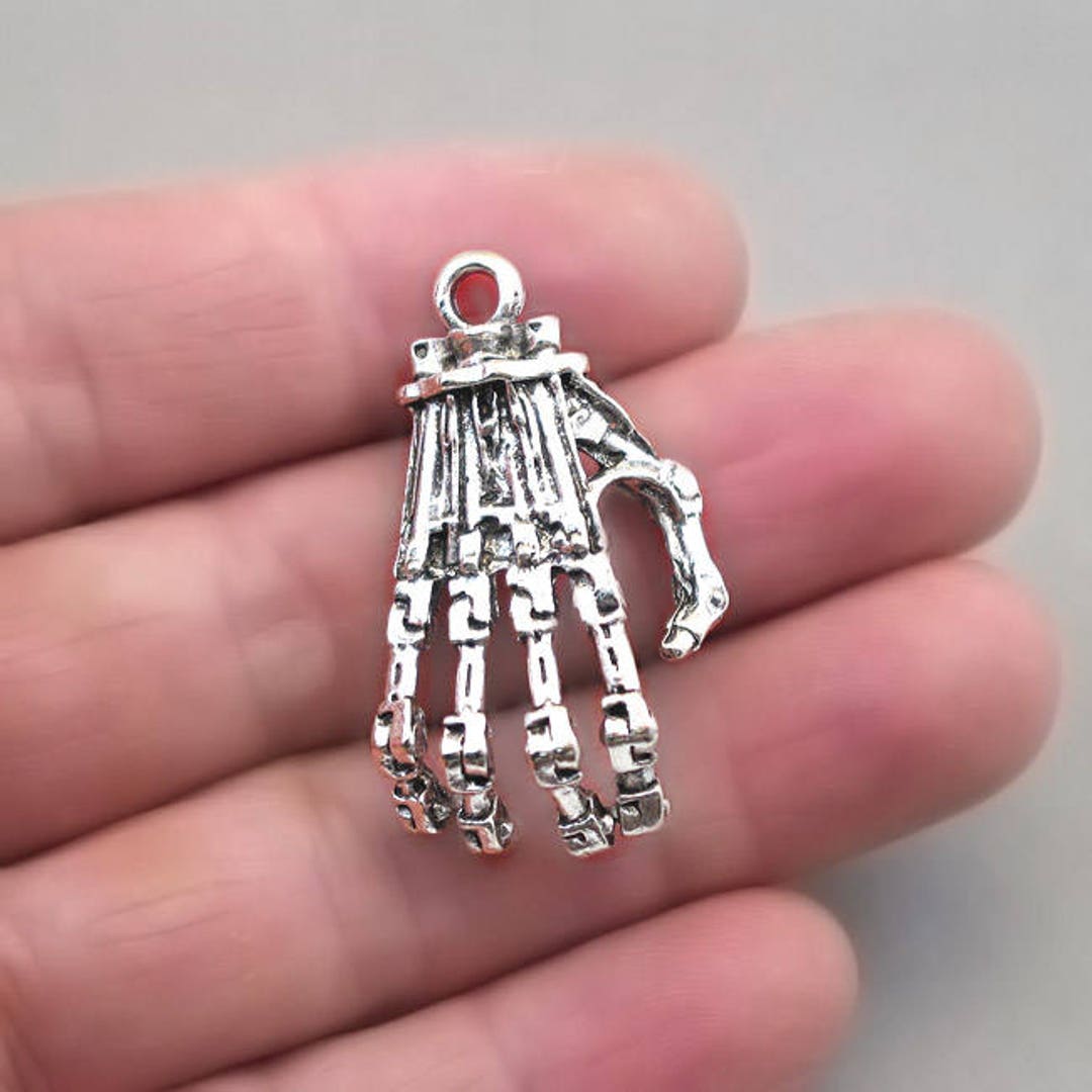 Hand Skeleton Charms, Robot Hand 3D Pendant Beads, up to 4 Pcs, Antique ...