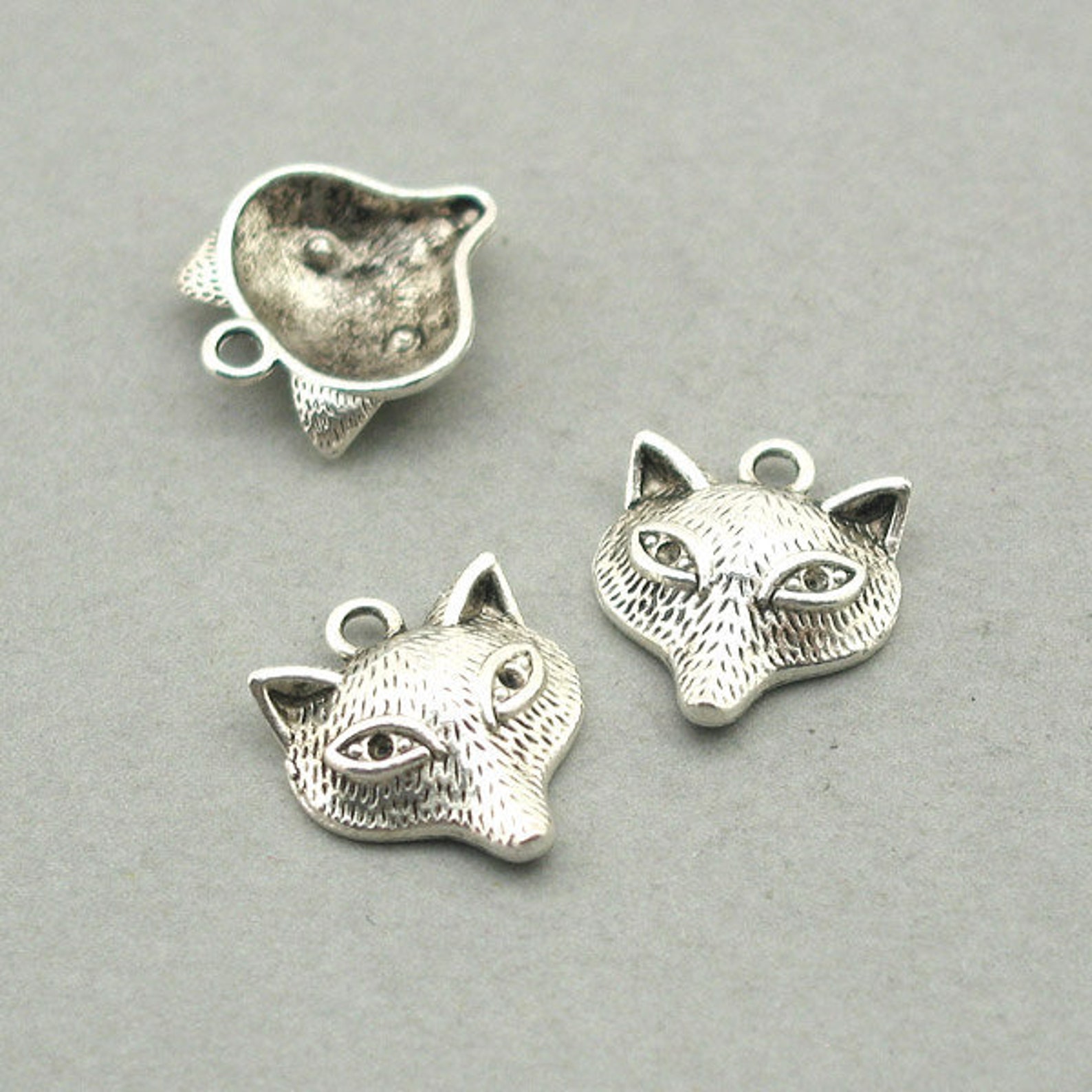 Fox Charms Fox Head 3D Pendant Beads up to 12 Pcs Antique - Etsy