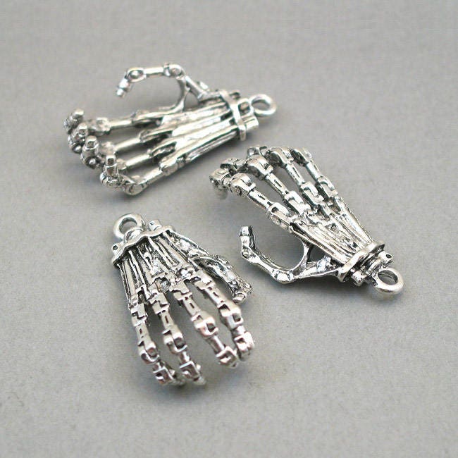 Hand Skeleton Charms, Robot Hand 3D Pendant Beads, up to 4 Pcs, Antique ...