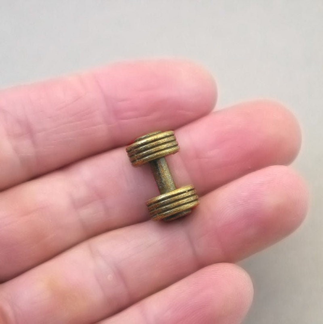 Dumbbell Beads, Barbell 3D Pendant Beads, up to 15 Pcs, Antique Bronze ...