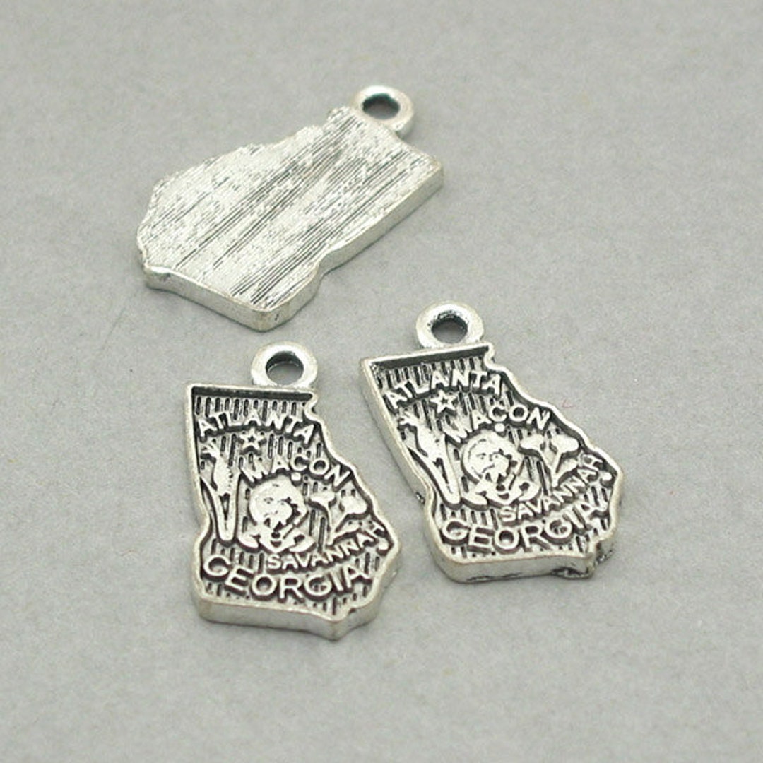 Georgia Charms. Georgia State Map Pendant Beads, up to 6 Pcs, Antique ...