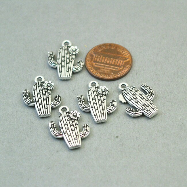 Cactus Charms, Cactus Flower Pendant Beads, up to 30 Pcs, Antique ...